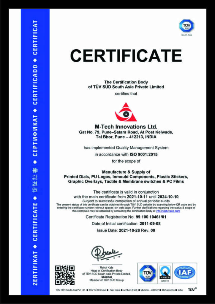 Certificates - M-Tech Innovations Ltd