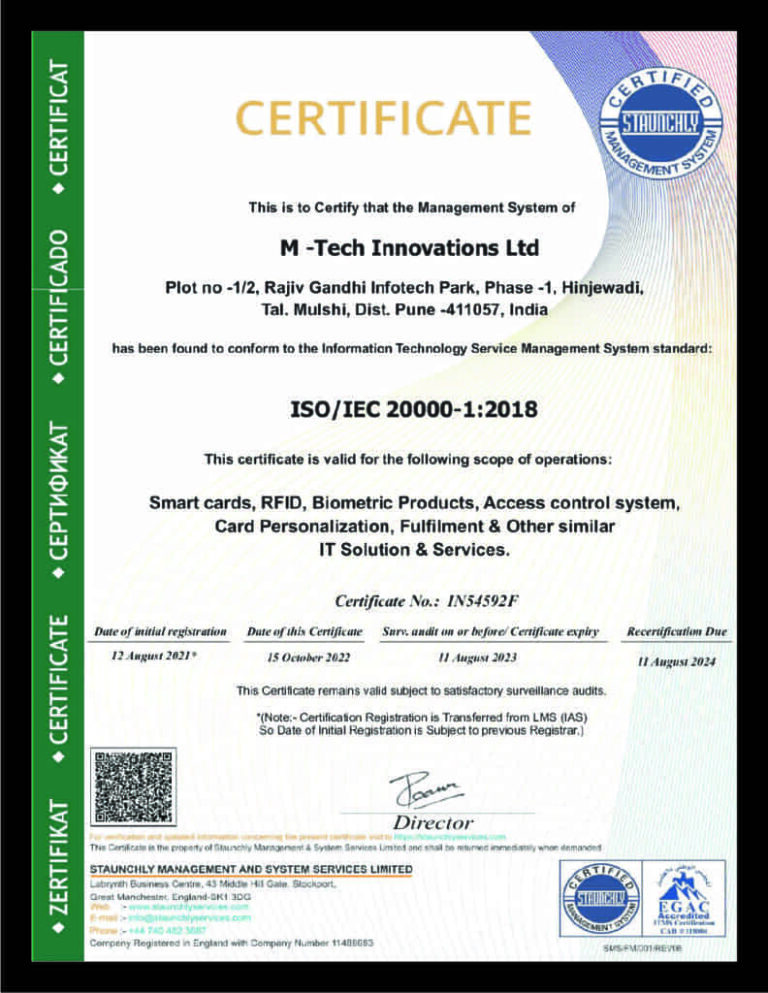 Certificates - M-Tech Innovations Ltd